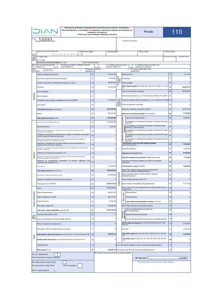 Formulario 110 Año Gravable 2020 Excel Ej | PDF | Impuestos | Dividendo