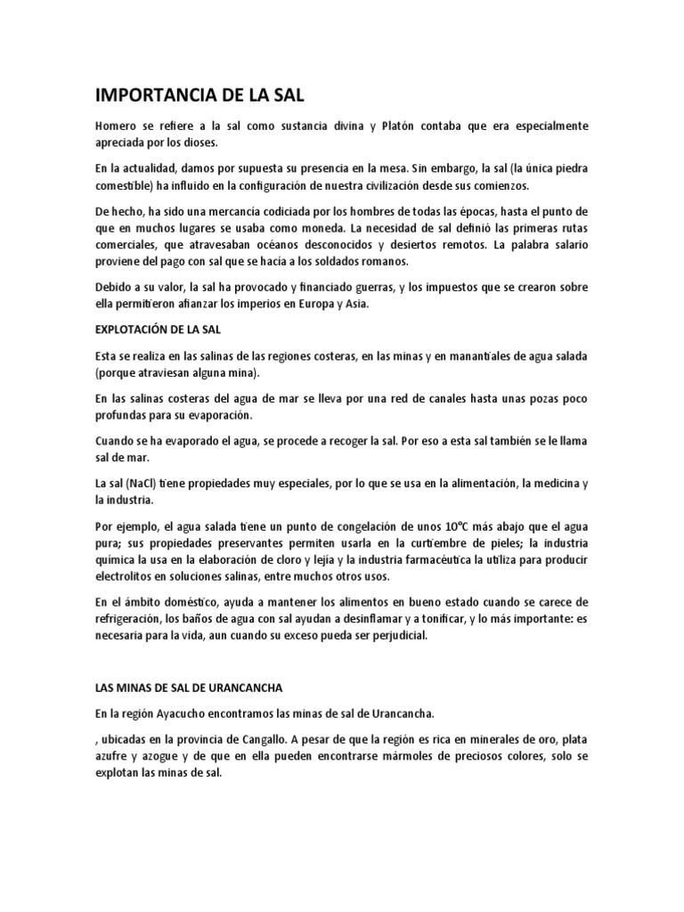 Importancia de La Sal | PDF | sal | Agua