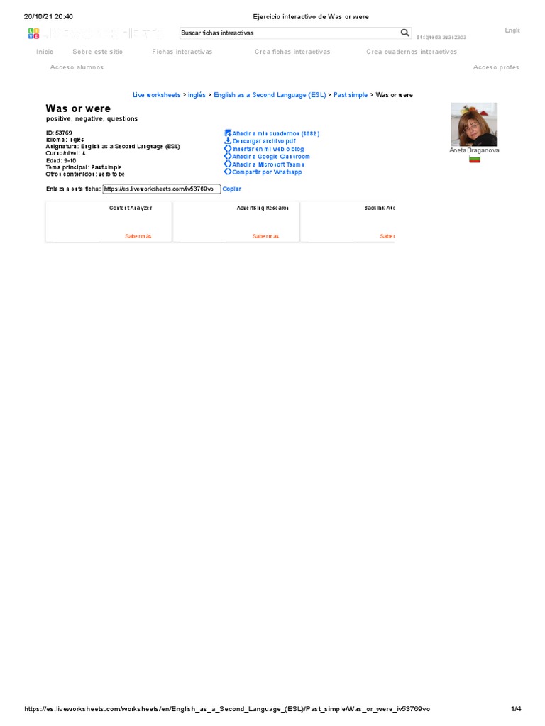 Was or Were: Positive, Negative, Questions | PDF | Syntax | Language ...