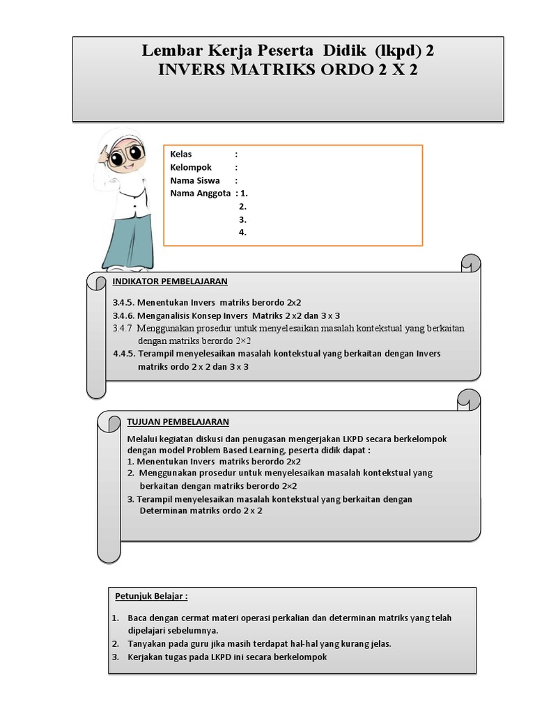 LKPD Invers Matriks Ordo 2x2 | PDF