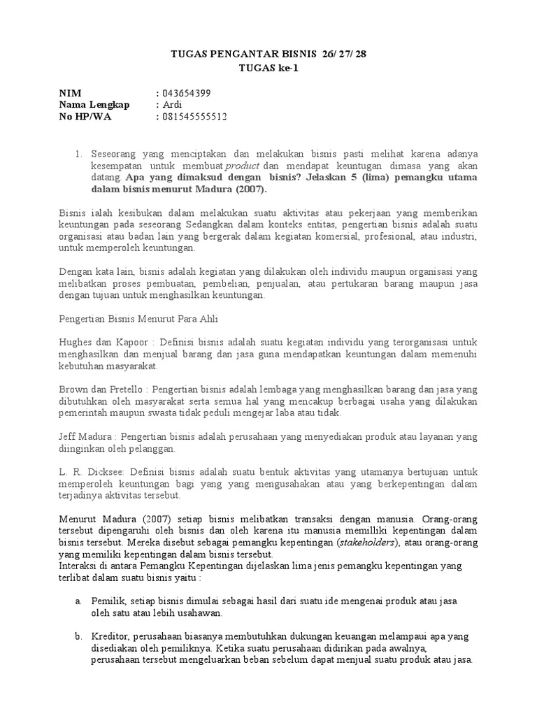 Tugas Bisnis: Pemangku Kepentingan dan CSR | PDF | Karier & Perkembangan