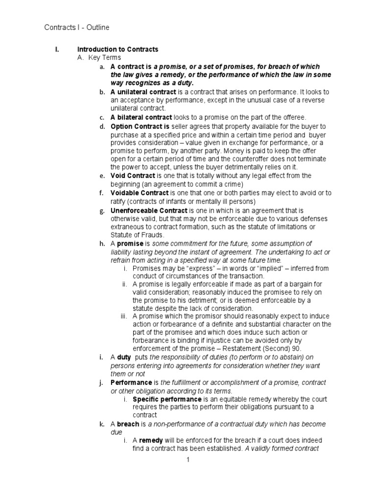 Contracts Outline 3 | PDF | Offer And Acceptance | Consideration