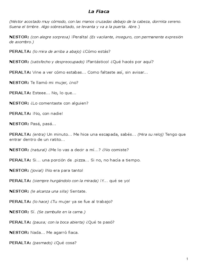 La Fiaca: Comedia sobre la pereza | PDF