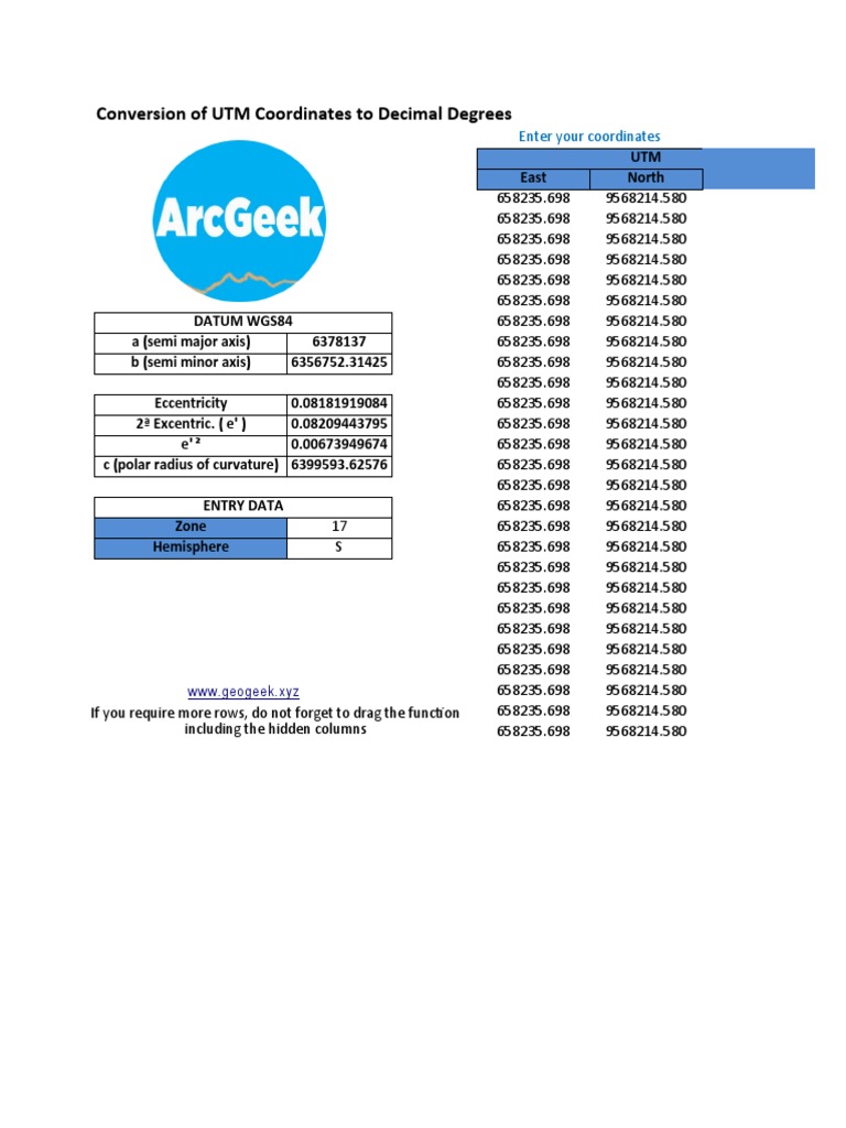 Convert Coordinates between UTM and Decimal Degrees | PDF | Latitude ...