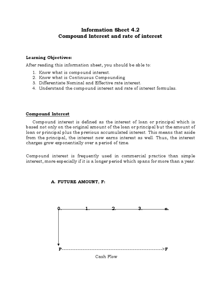 Information Sheet 4.2 Compound Interest and Rate of Interest | PDF ...