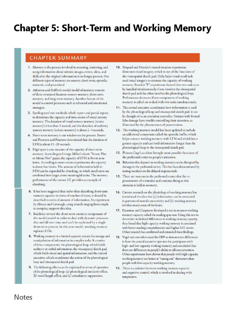 Chapter 5 Short-Term and Working Memory | PDF | Memory | Working Memory