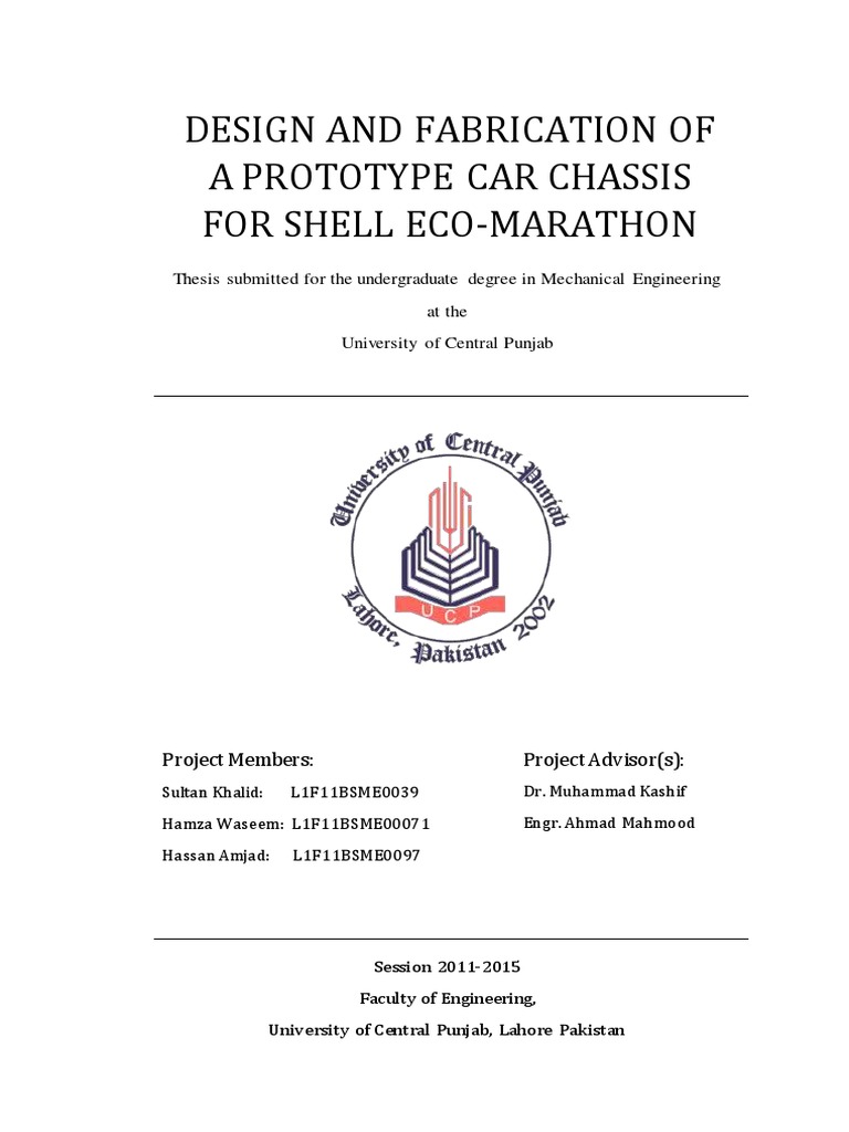 Design and Fabrication of A Prototype Car Chassis For Shell Eco ...