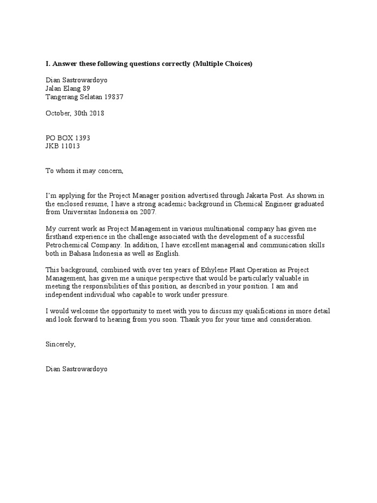 Exercises Application Letter - XII | PDF | Communication