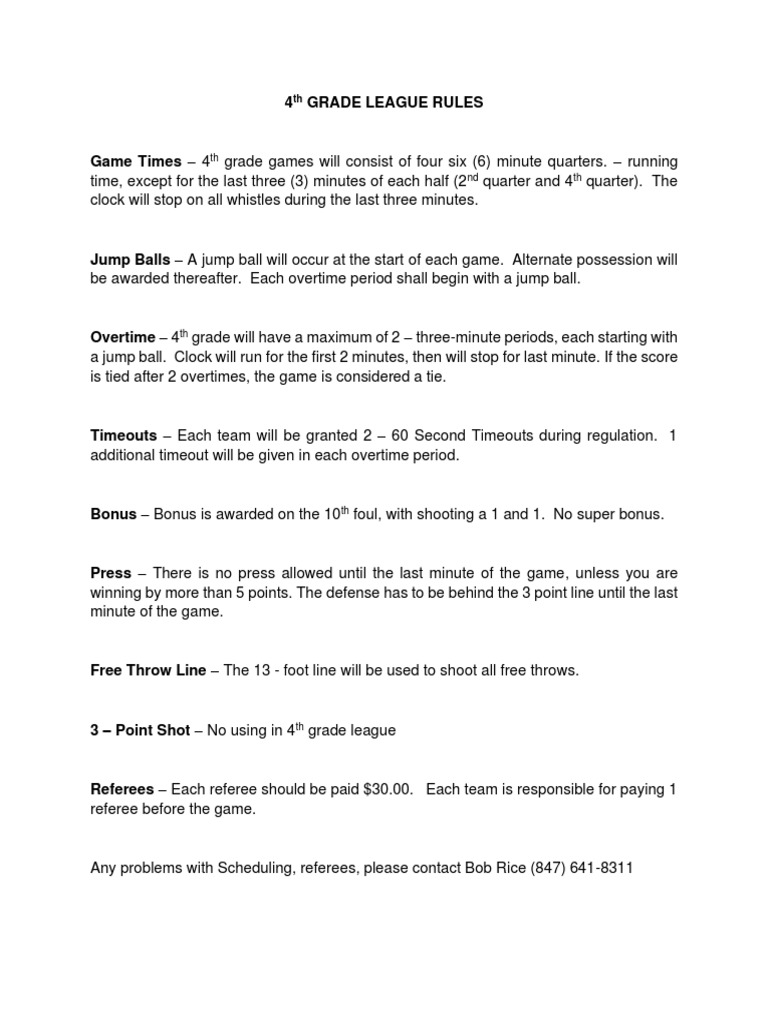 2021 4th Grade Rules | PDF