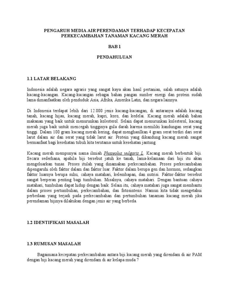 Perbandingan Perendaman Kacang Merah | PDF