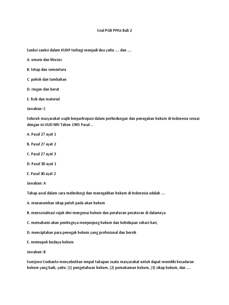 Soal PGB PPKN | PDF | Politik | Hukum