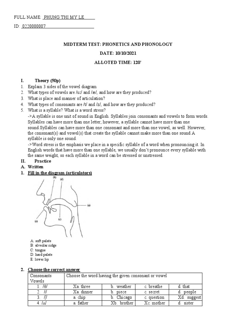 Phonetics and Phonology - Midterm | PDF | Consonant | Vowel
