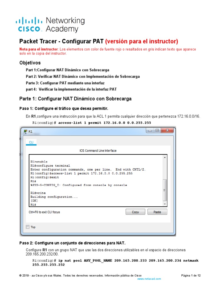 6.6.7 Packet Tracer - Configure PAT - ILM | PDF | Internet | Redes de computadoras