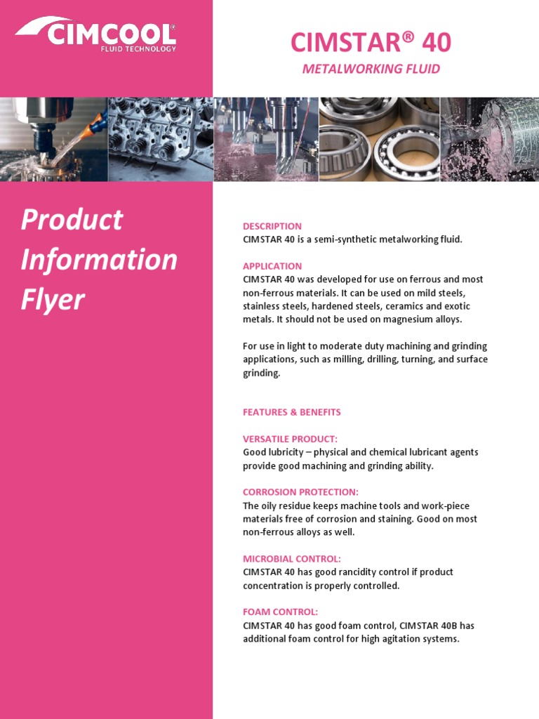 Product Information Flyer: Cimstar® 40 | PDF | Metalworking | Grinding ...