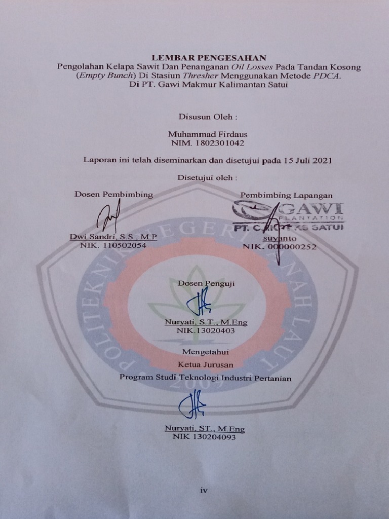 Lembar Pengesahan PKL | PDF