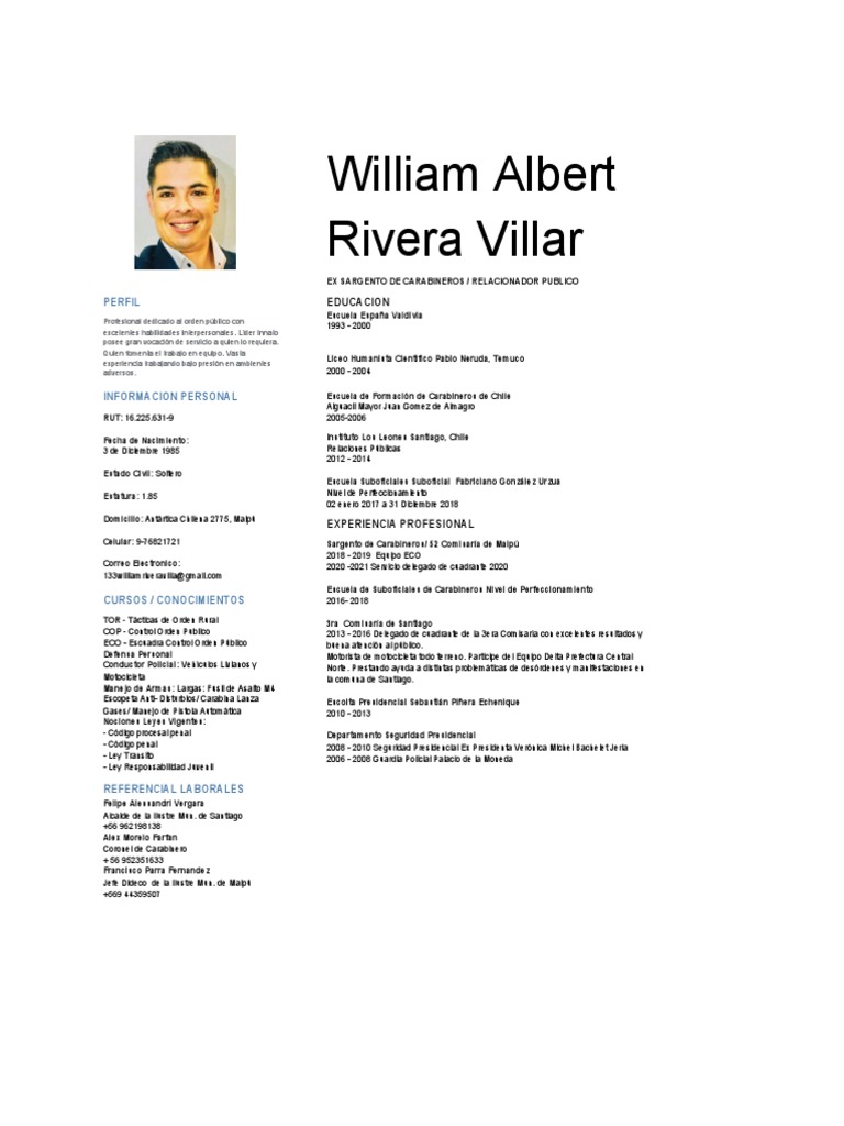 CV William Rivera Villar 2021 | PDF | Chile | Santiago