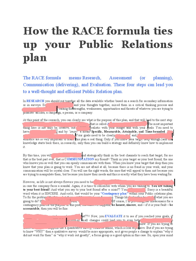 How The RACE Formula Ties Up Your Public Relations Plan | Download Free ...