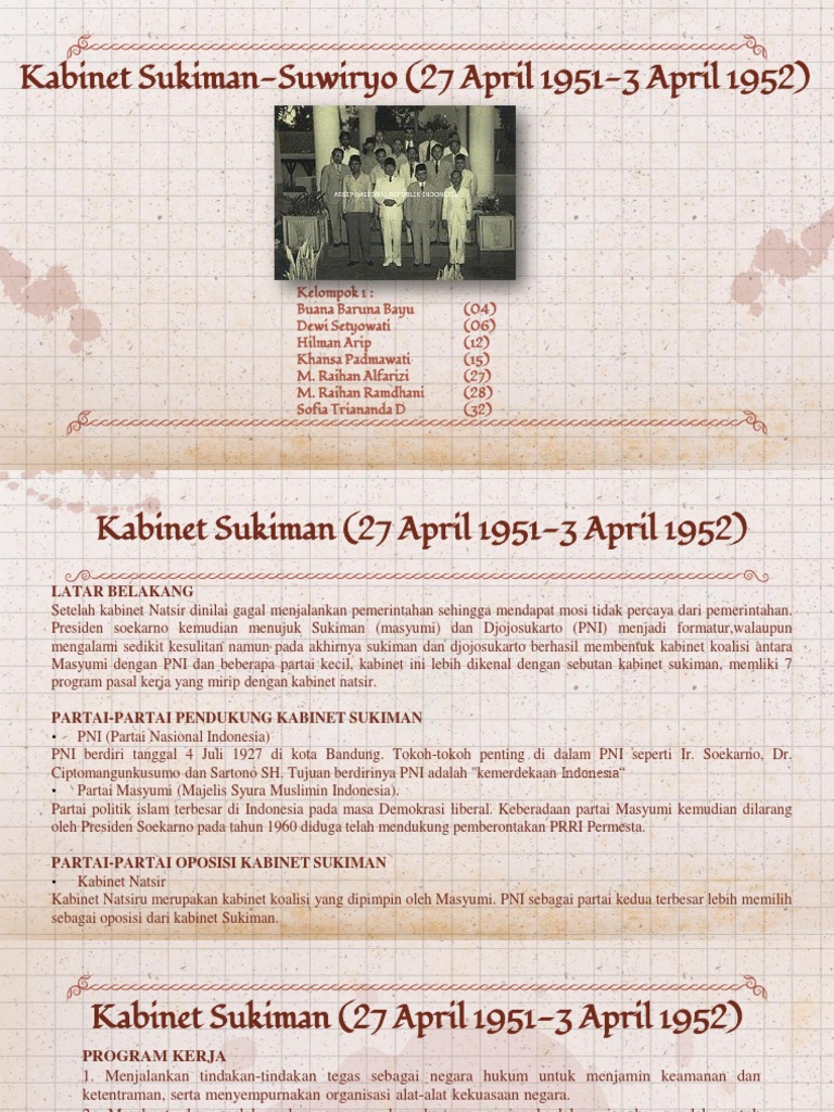 Kelompok 1 - Kabinet Sukiman | PDF | Politik | Sejarah