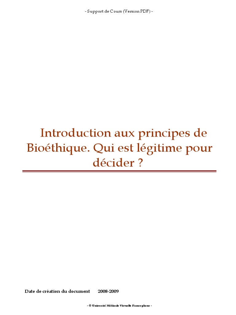 Cours | PDF | Bioéthique | Autonomie