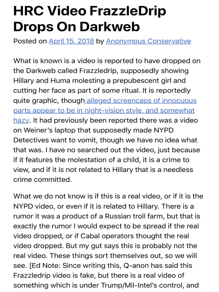 HRC Video FrazzleDrip Drops On Darkweb | PDF | Internet