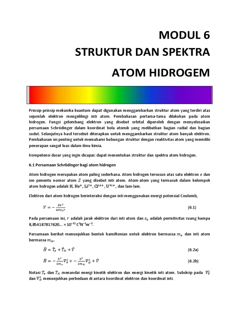Struktur dan Spektra Atom Hidrogen | PDF