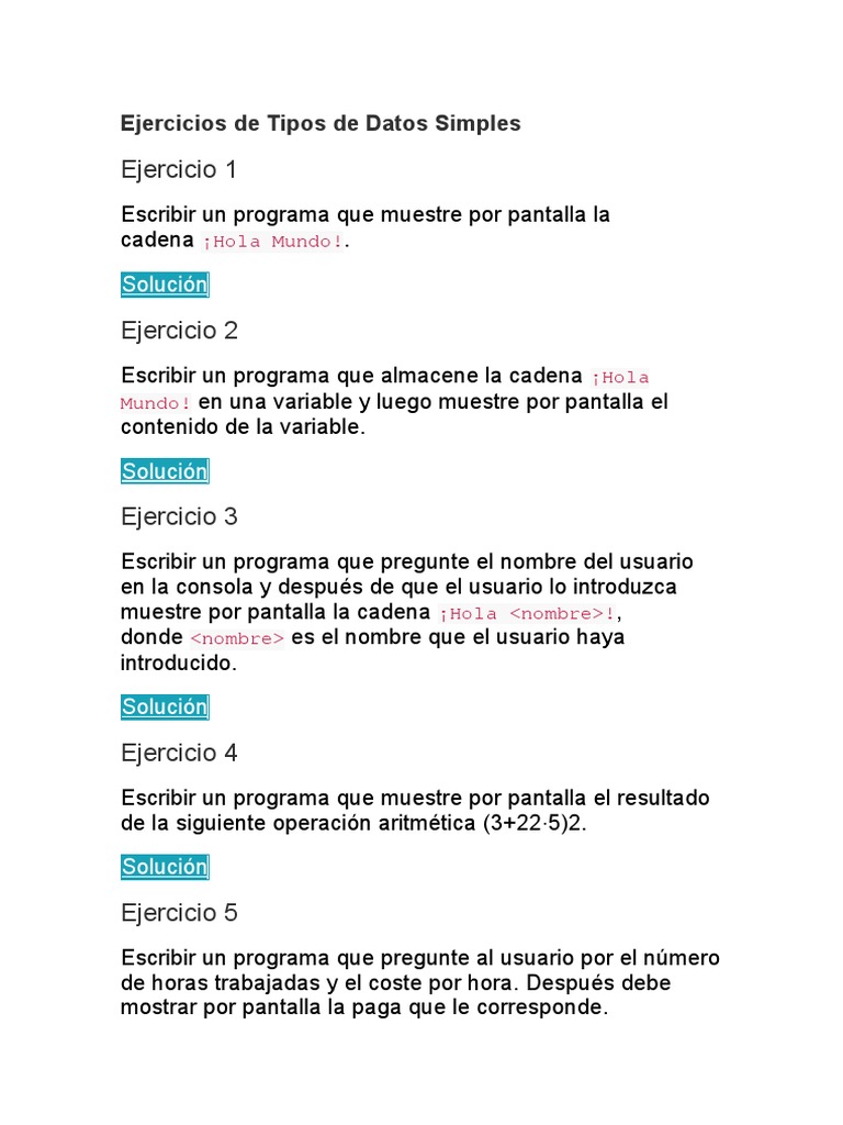 Ejercicios De Tipos De Datos Simples Python Pdf Tipo De Datos 7312