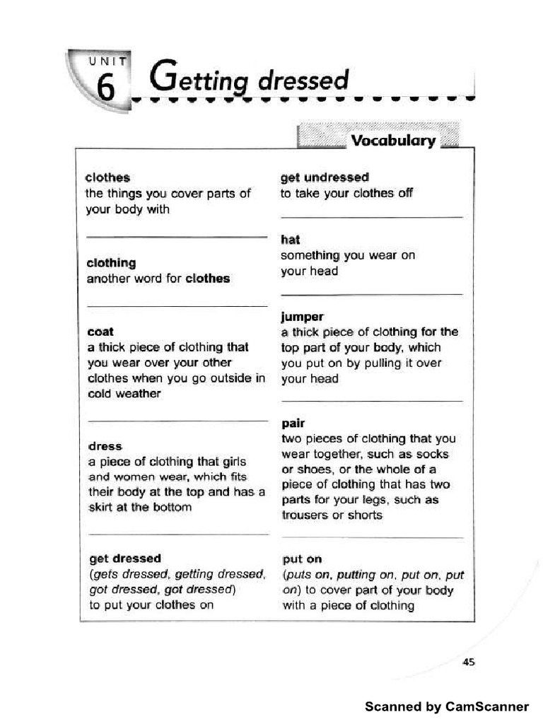 Unit 6 - Getting Dressed | PDF
