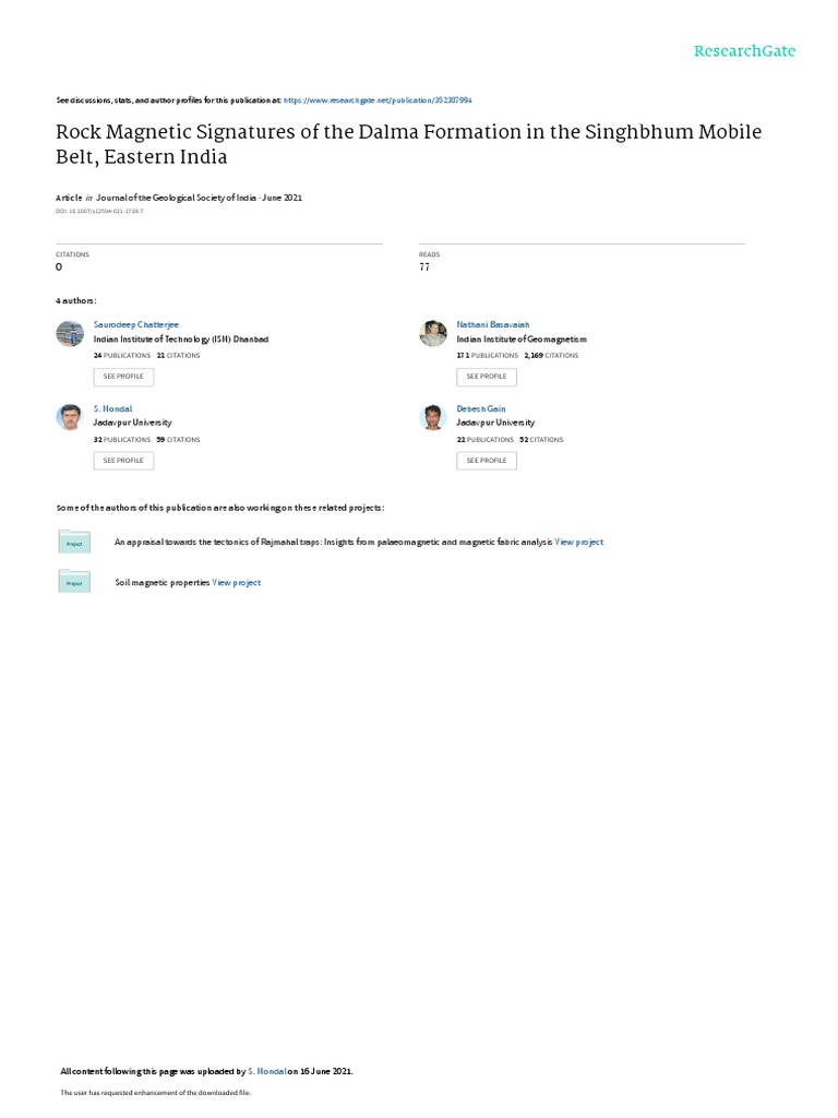 Chatterjee Et Al-2021-Journal of The Geological Society of India | PDF ...