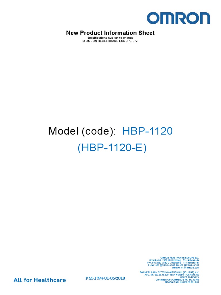 Model (Code) :: HBP-1120 (HBP-1120-E) | PDF | Blood Pressure