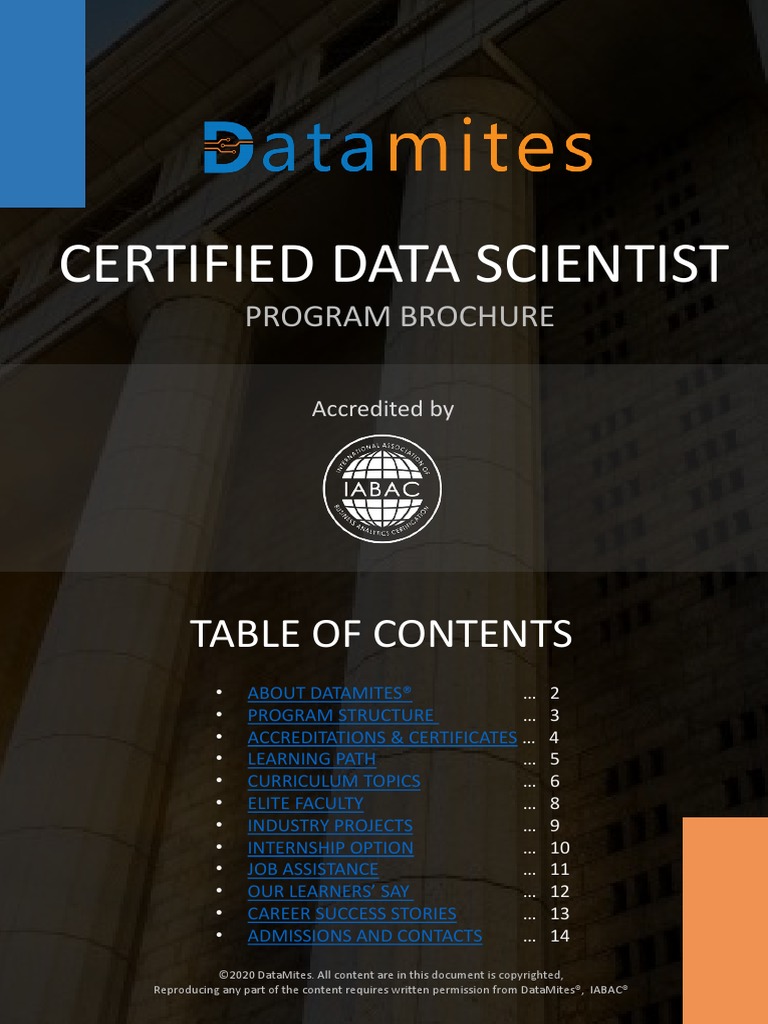 Datamites Certified Data Scientist Brochure Pdf Pdf Machine Learning Statistics 