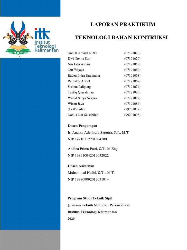 Teknologi Bahan Konstruksi: Laporan Praktikum Mix Design dan Pengujian ...