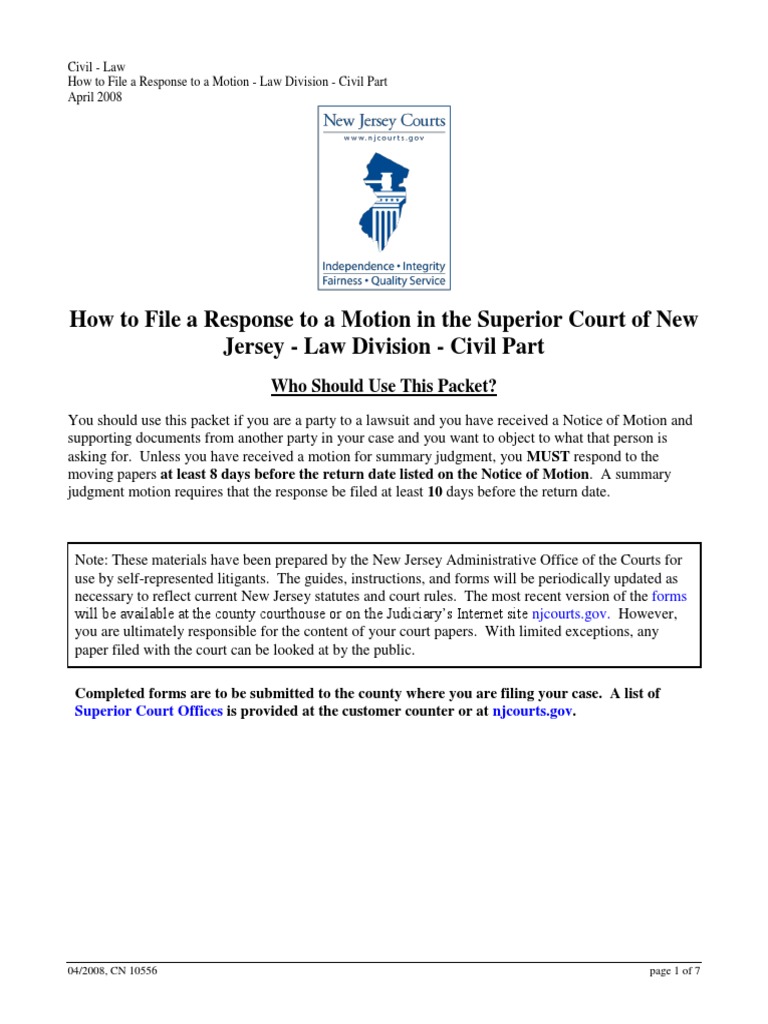 Response To A Motion Kit | Download Free PDF | Lawsuit | Discovery (Law)