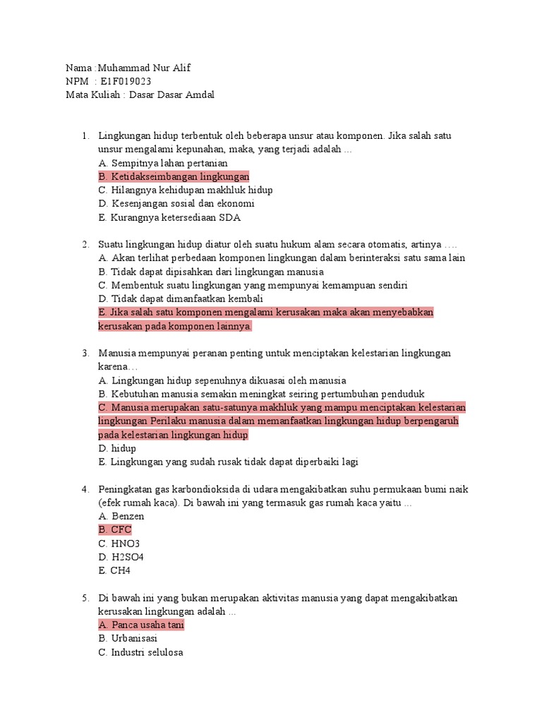 Soal Dasar-Dasar AMDAL | PDF