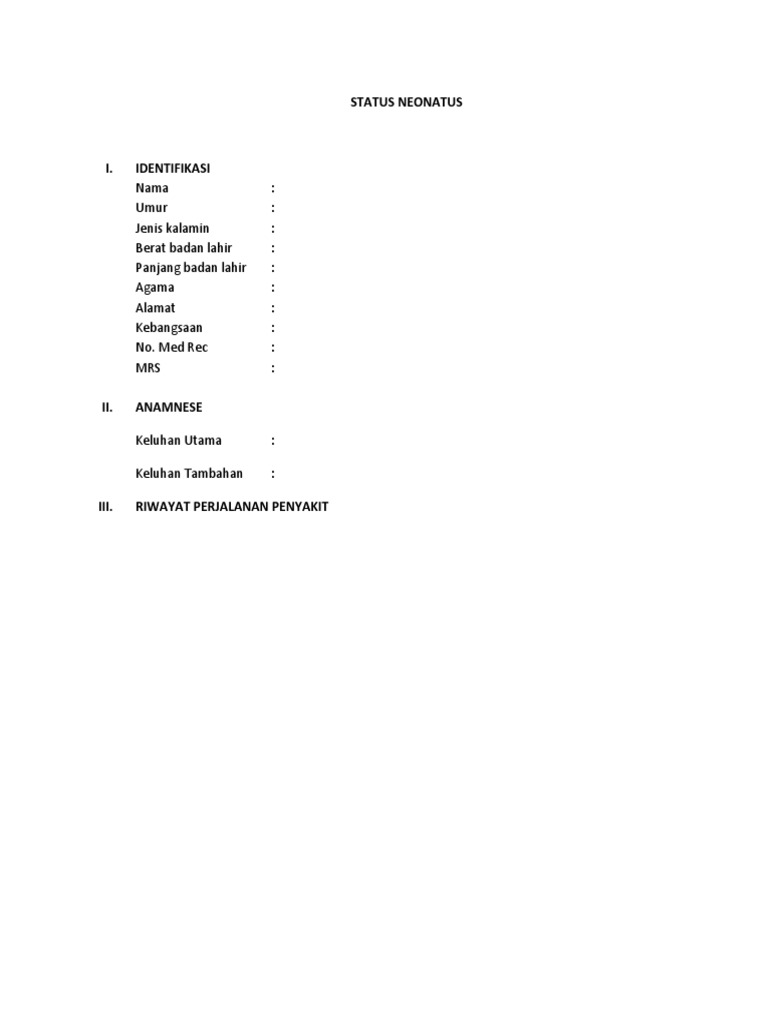 Status Neonatus Koas | PDF