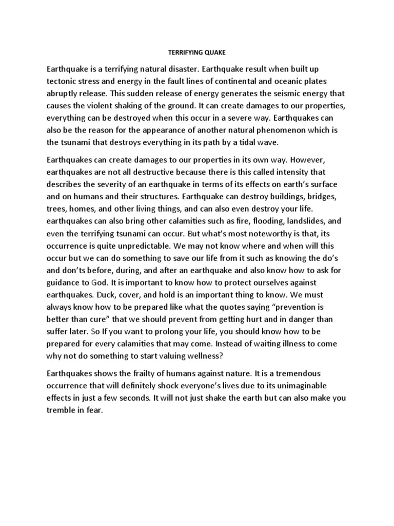 Earthquake Essay | PDF