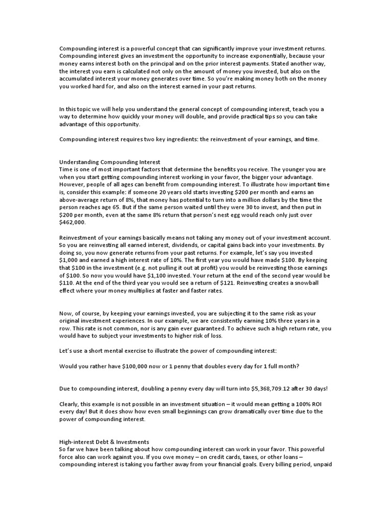 The Magic of Compounding | PDF | Interest | Debt