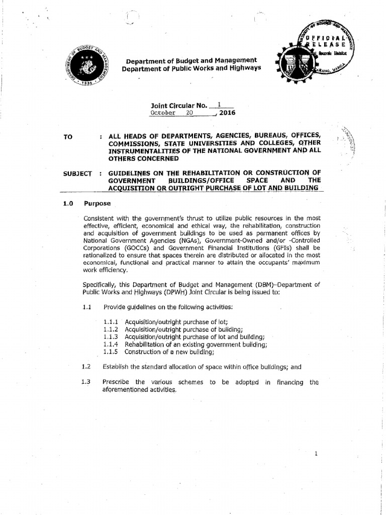 Space Allocation Standards - Government Office | PDF