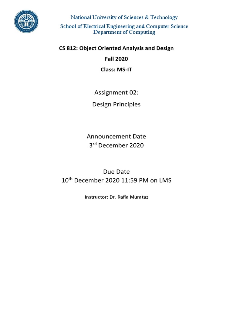 Object Oriented Design Principles Assignment | PDF | Class (Computer ...