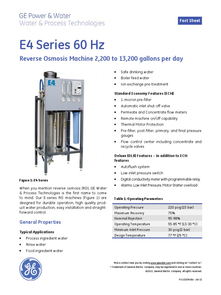 H2O Engineering GE E4 Series | PDF | Pump | Water