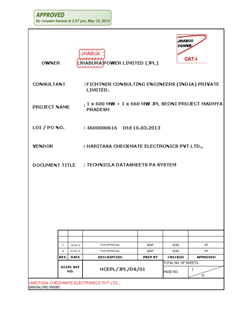020511-Clarification - Revised Technical Datasheets For JPL Project ...