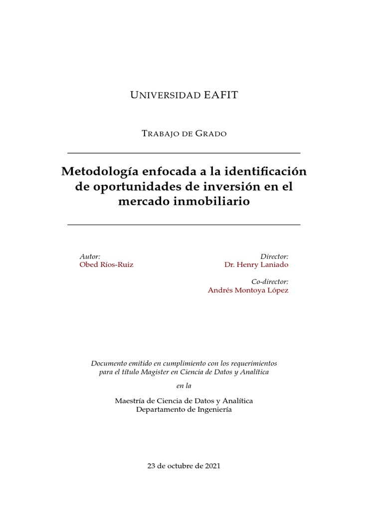 Identificación de Oportunidades de Inversión en El Mercado Inmobiliario ...