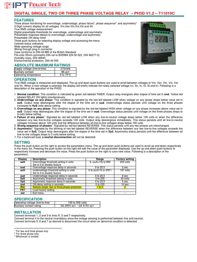 Voltage Relay Pdf Relay Power Physics