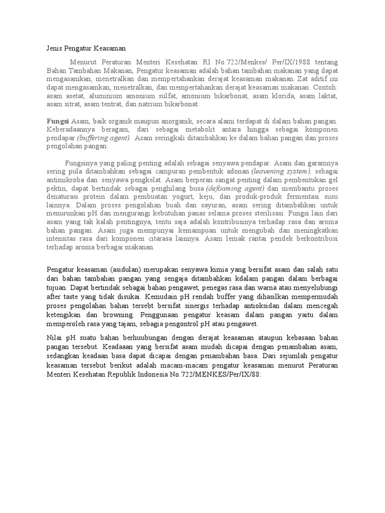 Jenis Pengatur Keasaman (AutoRecovered) | PDF | Memasak, Makanan ...