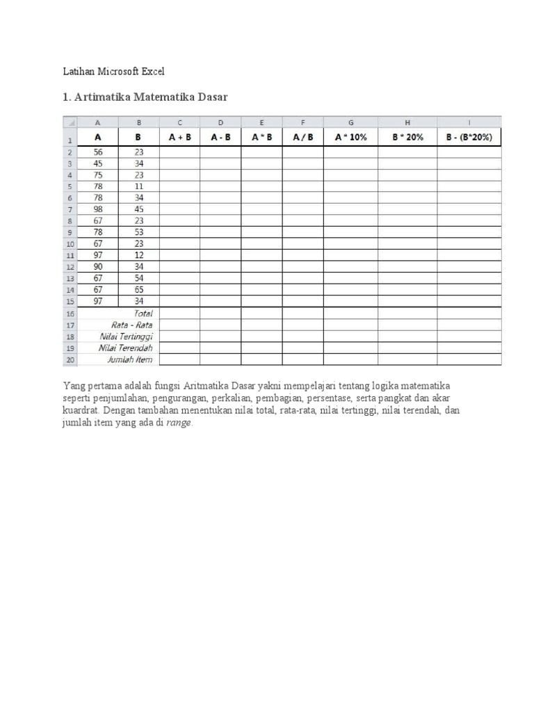 Latihan Microsoft Excel-1 | PDF