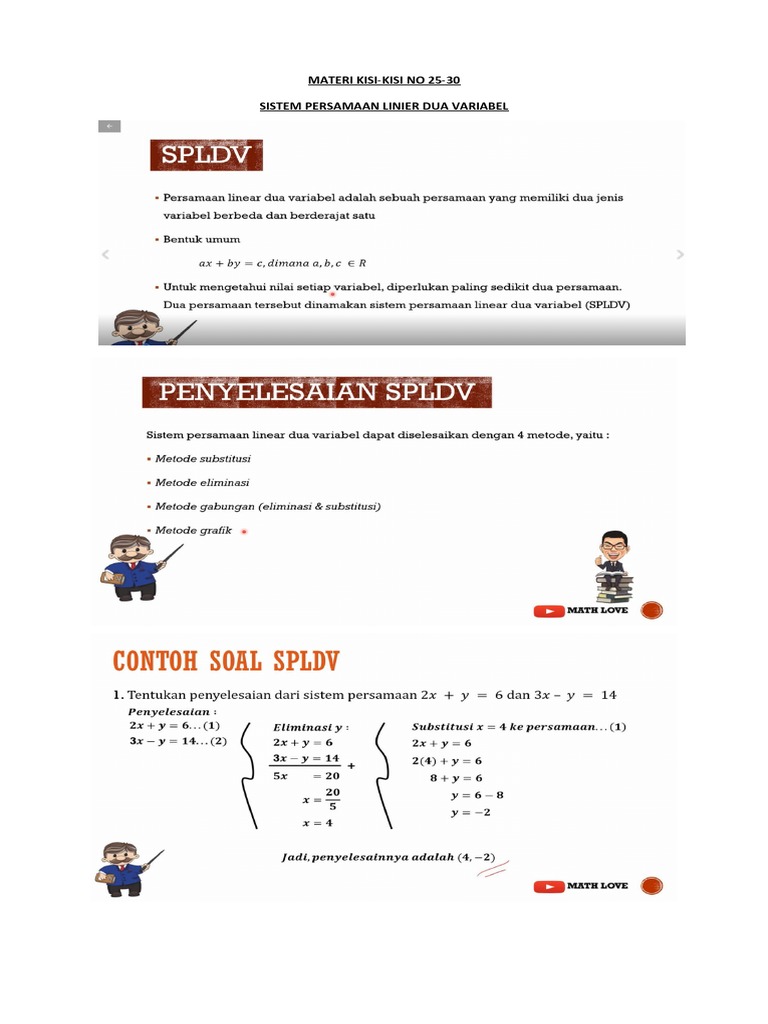 Latihan Sistem Persamaan Linier | PDF | Game & Aktivitas | Metode & Bahan Ajar