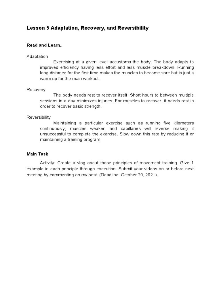 Adapting, Recovering, and Maintaining Fitness: Principles for Effective ...