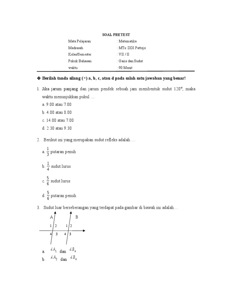 Instrumenhasil Belajar Soal Pretest Dan Posttest | PDF
