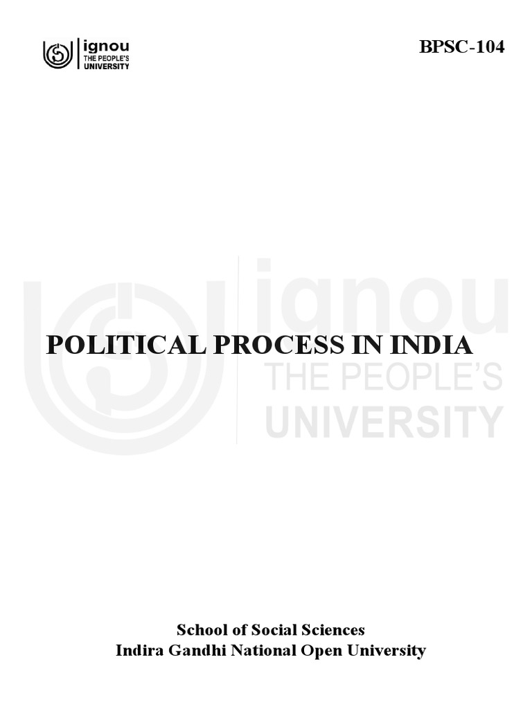 Political Process in India: BPSC-104 | PDF | Indian National Congress ...