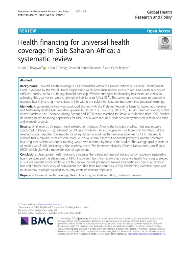 Health Financing For Universal Health | PDF | Systematic Review ...