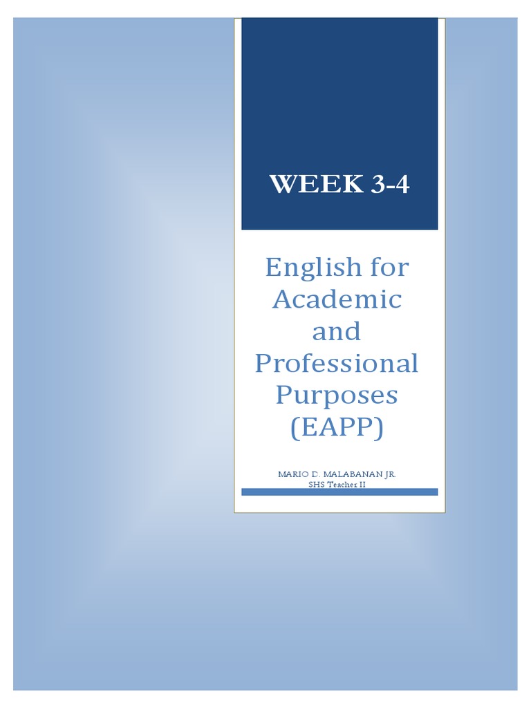 WEEK 3-4: English For Academic and Professional Purposes (EAPP) | PDF ...
